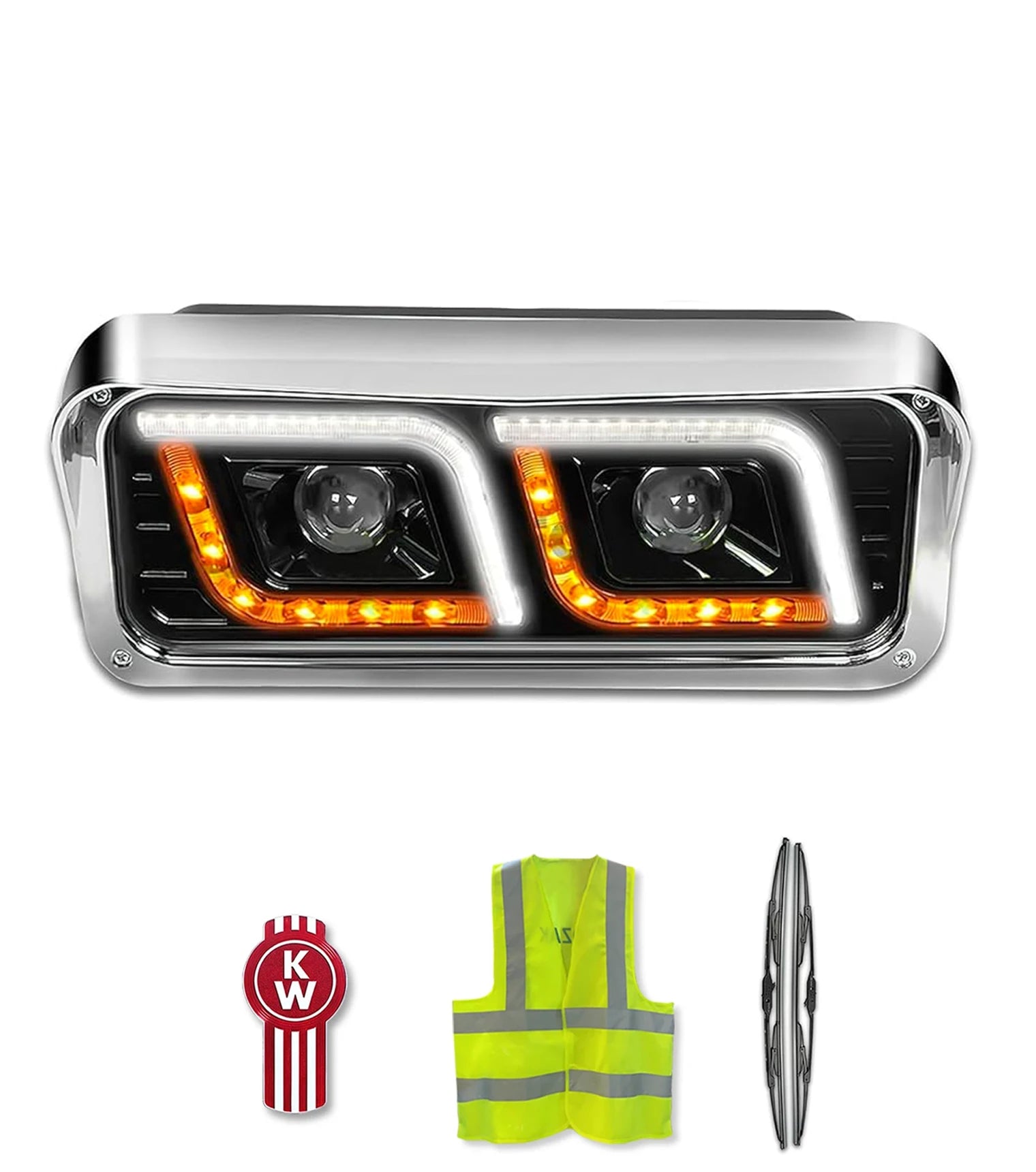 Headlight Black LED DRL Passenger Kenworth W900 T800 T600 – Tacoma ...