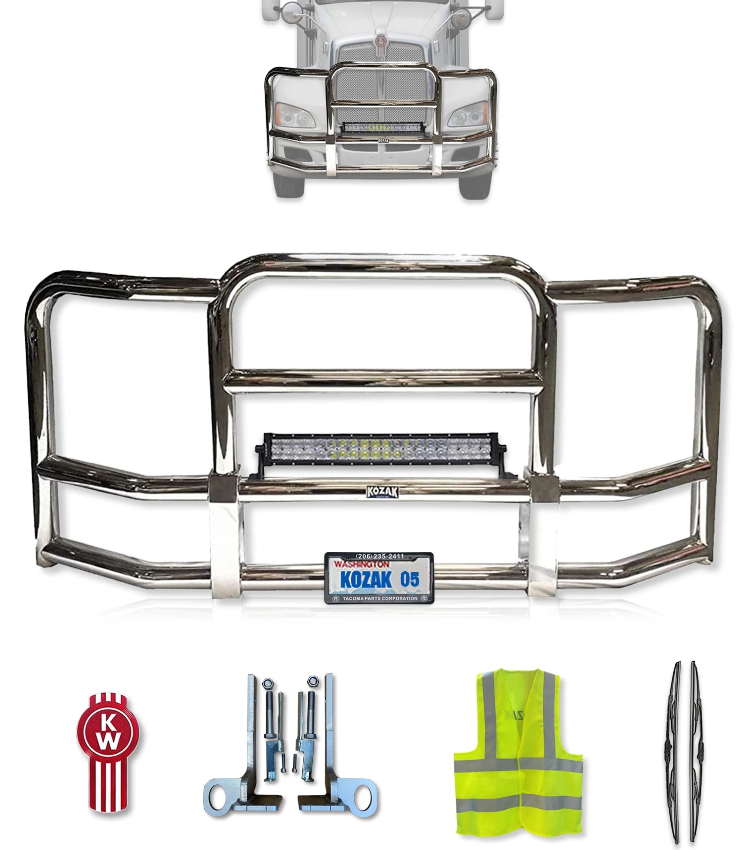 Full Front Grille Guard Kenworth T680 2012-2021 T660 – Tacoma Parts ...