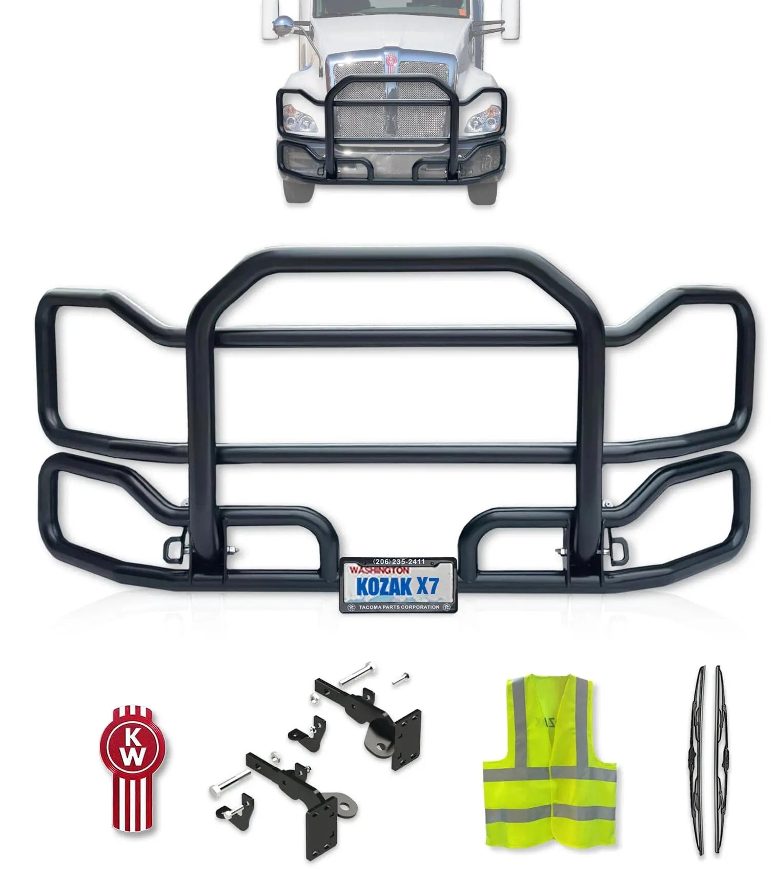 Front Grille Deer Moose Brush Bumper Guard Large Black for Kenworth ...