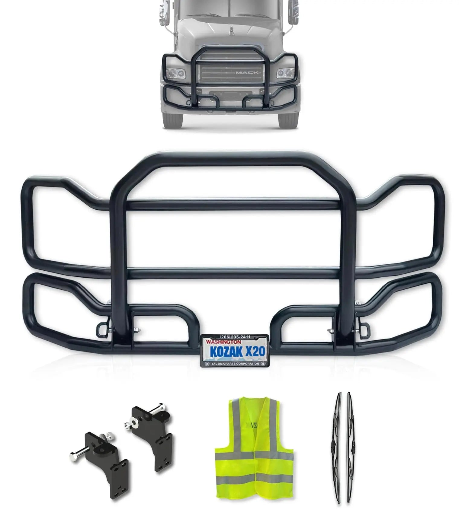 Black Front Grille Guard Large 1999-2003 Mack CX, 2004+ Mack CX ...