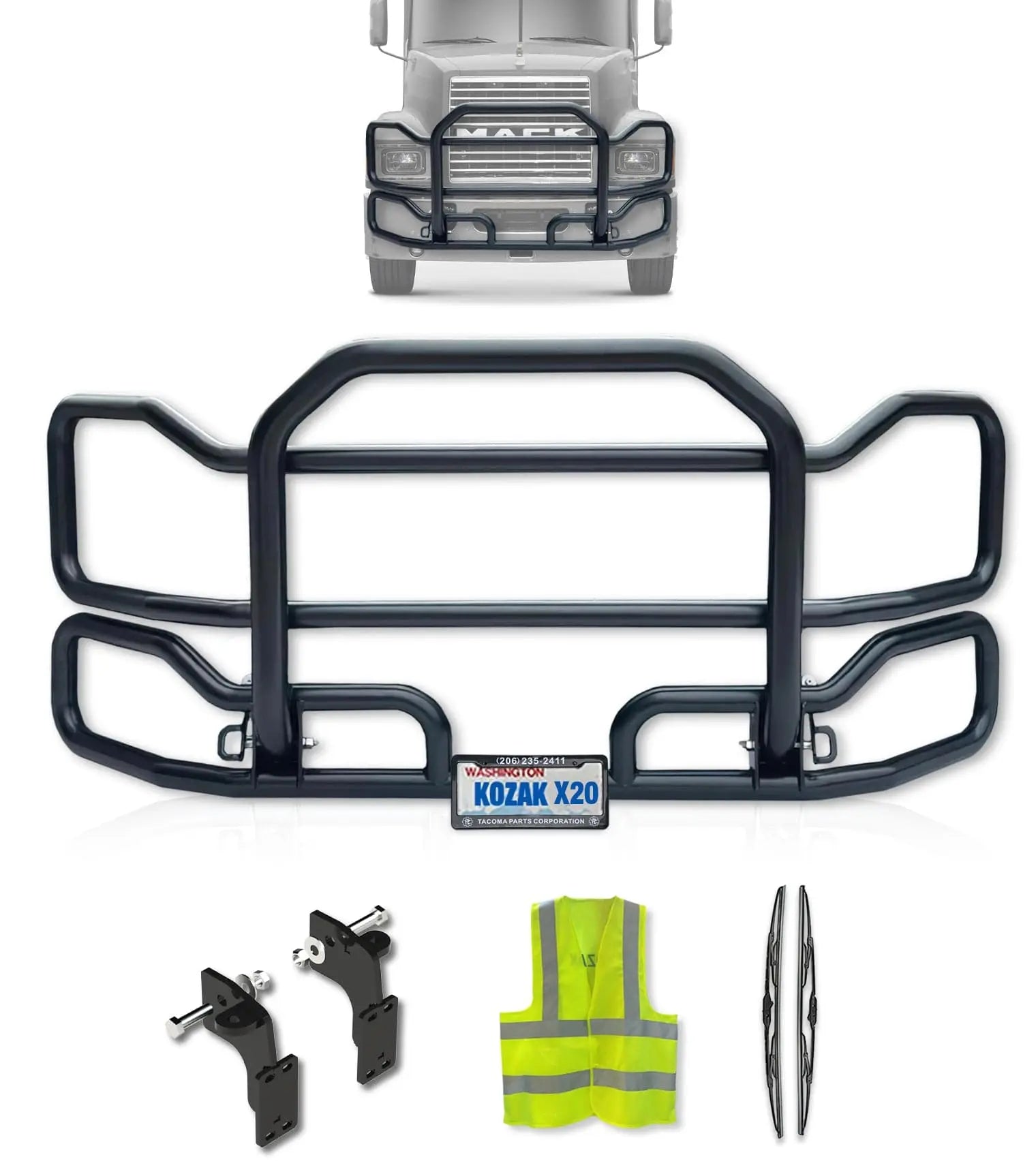 Black Front Grille Guard Large 1999-2003 Mack CH, 2004+ Mack CH ...