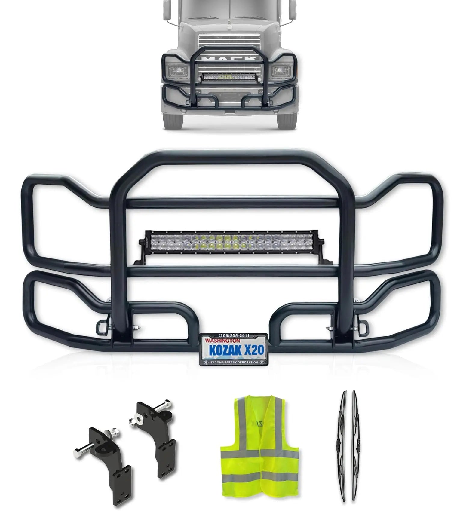 Black Front Grille Guard Large 1999-2003 Mack CH, 2004+ Mack CH ...